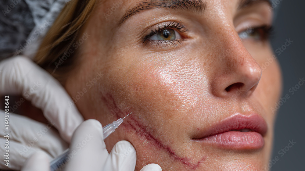 Scar revision procedure enhances facial appearance on patient's cheek ...