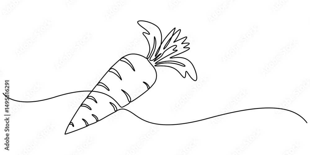 Vektor Carrot in one continuous line drawing of carrot vector ...