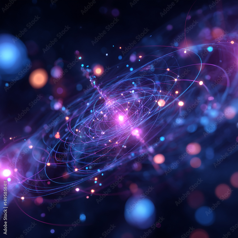 Futuristic virtual space background with glowing elements, digital ...