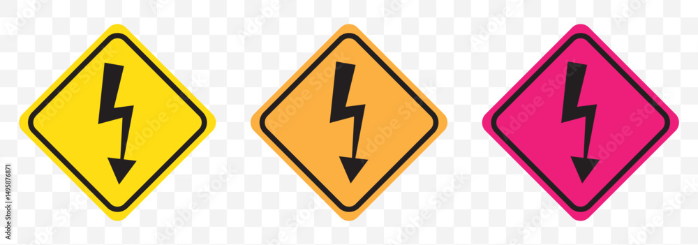 Power outage warning sign. high voltage warning sign with lightning ...