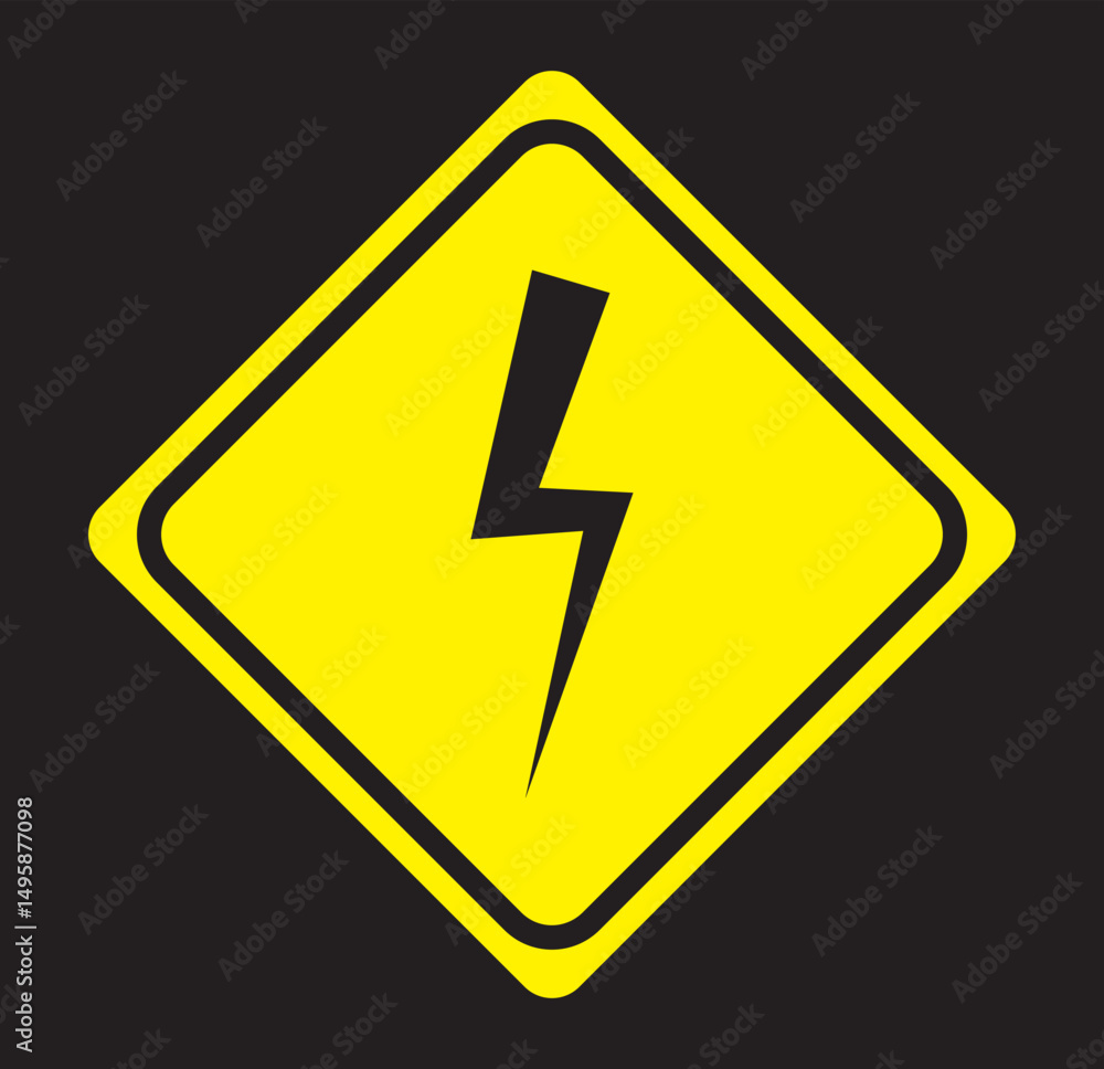 Power outage warning sign. high voltage warning sign with lightning ...