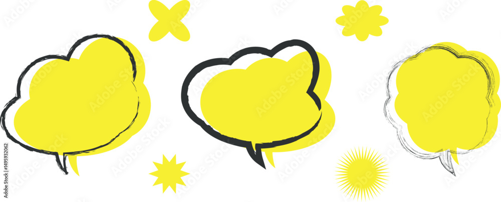 "Hand-Drawn Pen Speech Bubble Vector Set: Minimalist Doodle Style ...