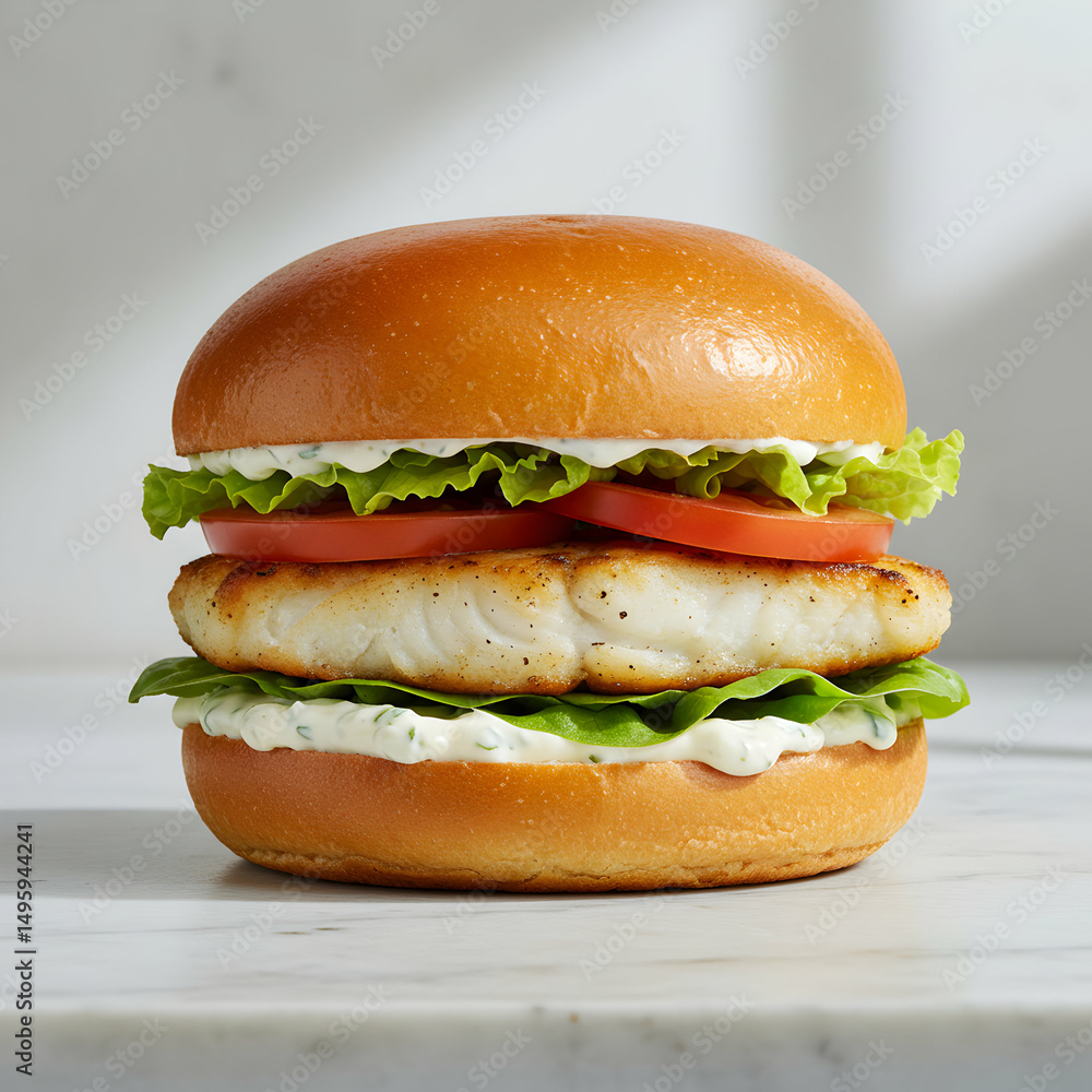 Grilled Fish Burger: Recipe, Ingredients & How-To Stock Illustration ...