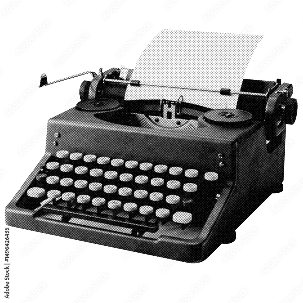 Retro vintage Typewriter halftone on transparent PNG. Ideal for ...