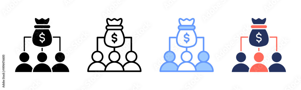 Profit Sharing icon sheet multiple style collection Stock Vector ...