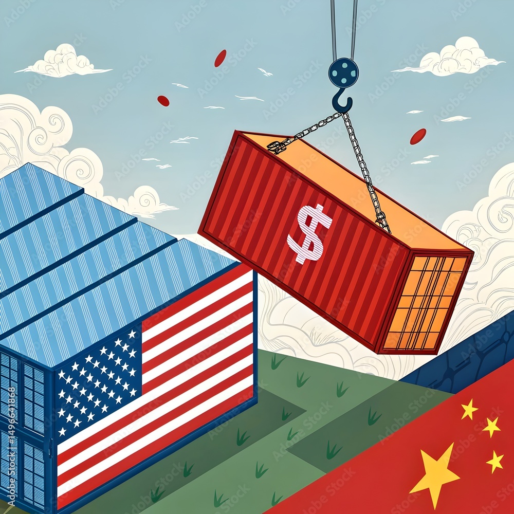 Ilustrace *Title:* "US-China Trade War: Dollar vs Yuan, Tariffs and ...
