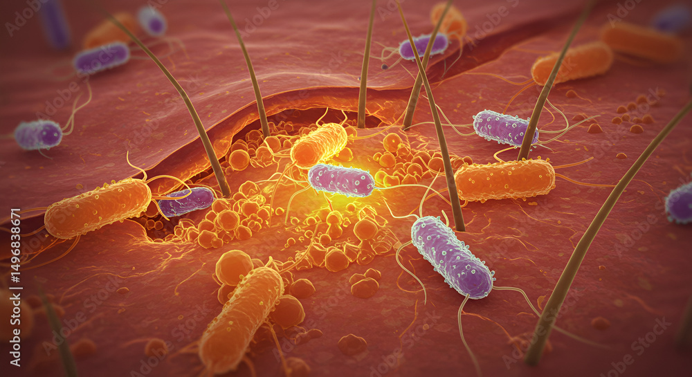 Illustration Stock Pseudomonas Aeruginosa in Burn Wound Infection ...