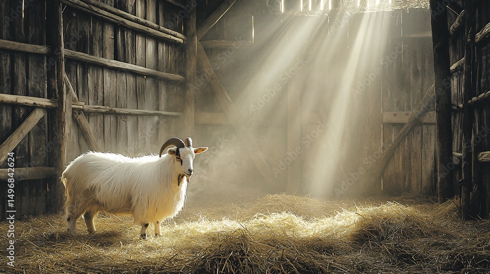 Goat In Barn Ready for Eid Ul Adha Qurbani With Blessing Quote In ...