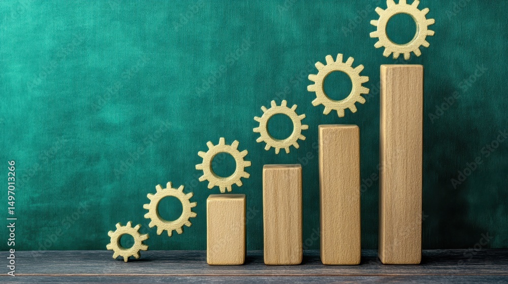 Visual of bar chart and gears symbolizing continuous improvement in ...
