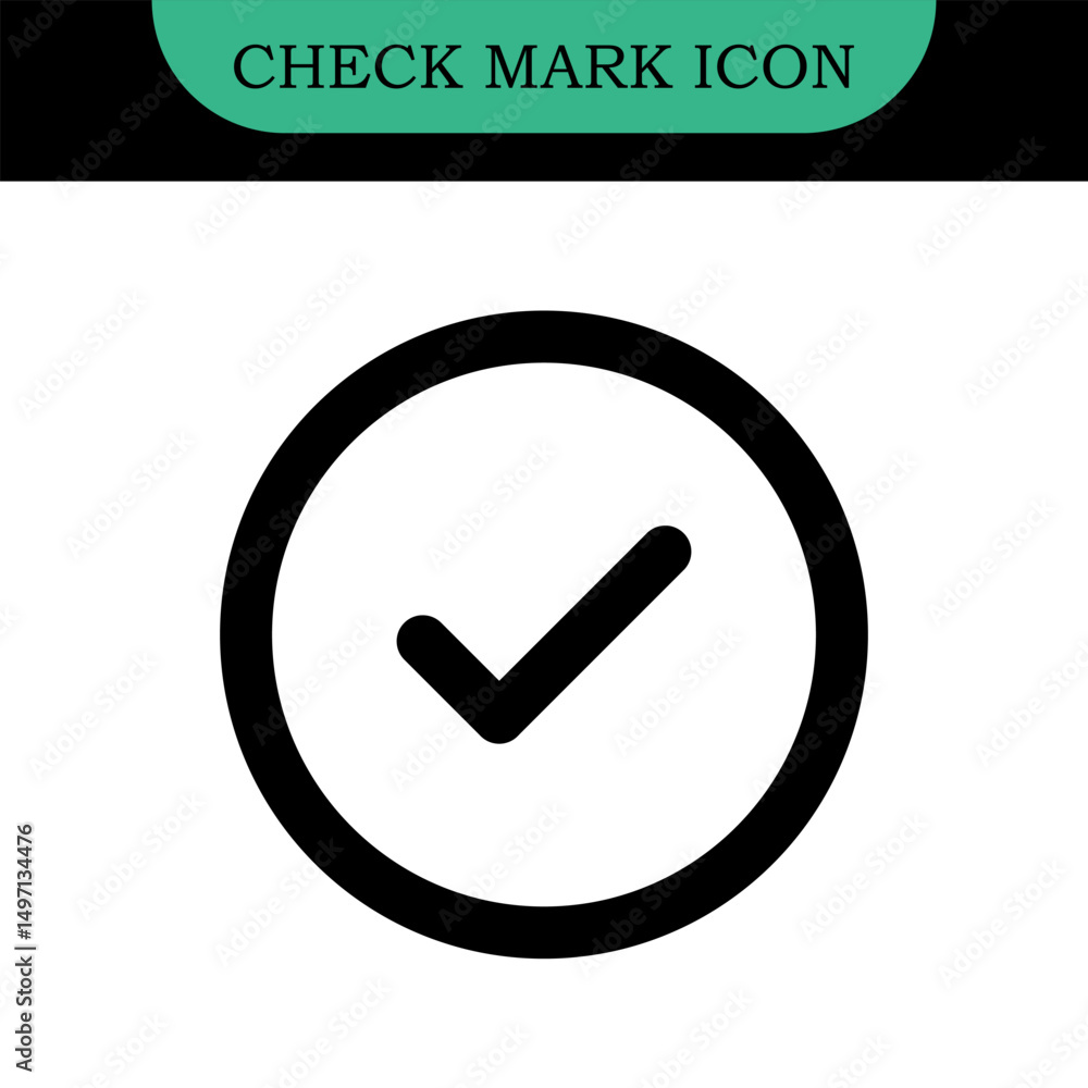Set of Green check marks, red cross signs, checkbox list vector icon. Checklist signs in round ...