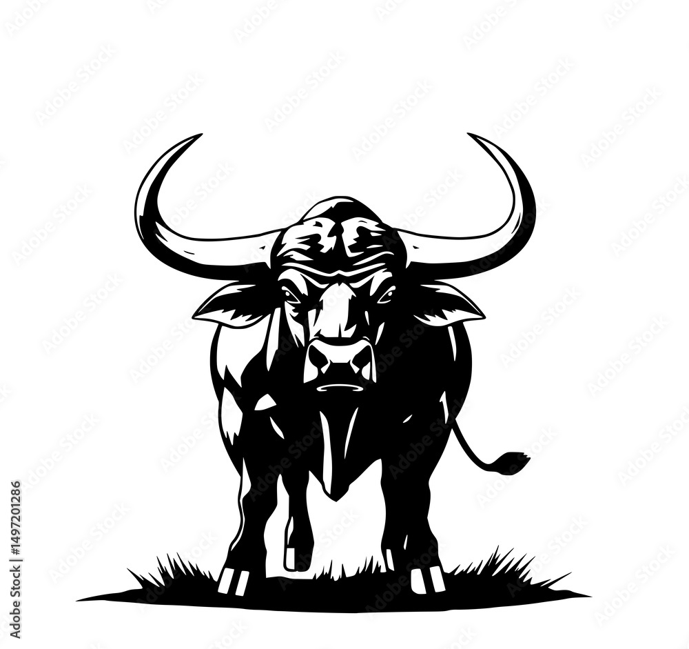 Strong Buffalo Silhouette: A bold and impactful monochrome silhouette ...