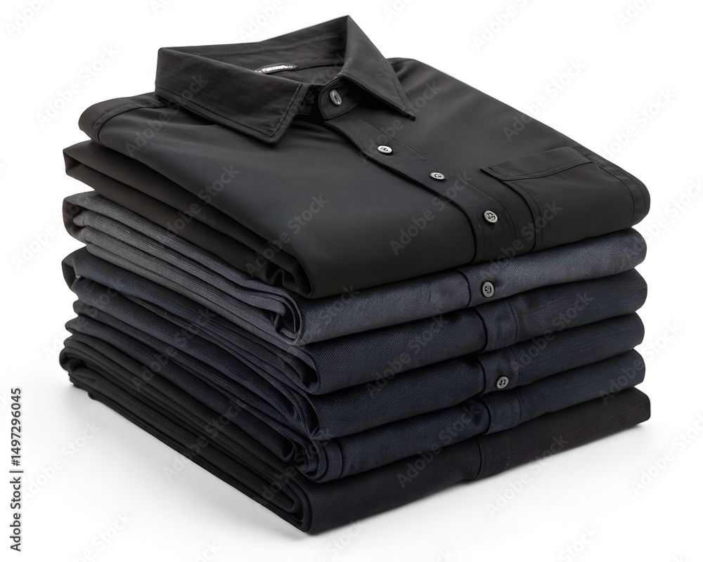 Folded Black Clothes on Pure White Background, 8K Stock Photo Stock ...