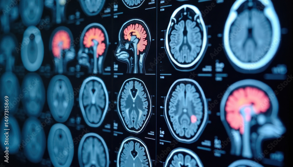 Mri brain scan images highlighting neurological activity with detailed ...