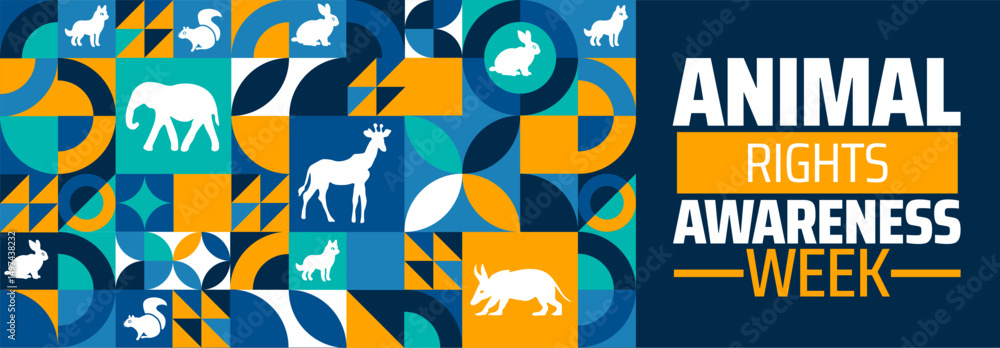 Animal Rights Awareness Week Geometric shape pattern background banner ...