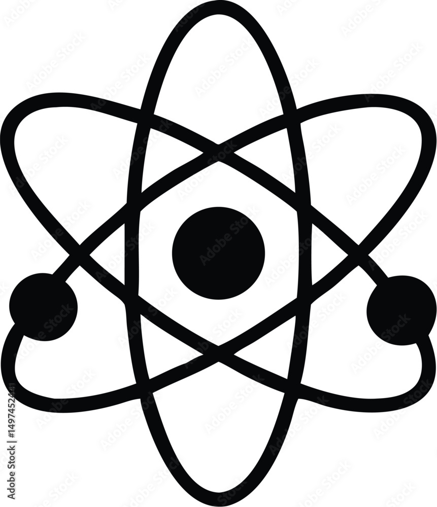 Vector de Stock Simplified black atom model displays orbiting electrons ...