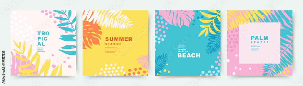 Colorful Summer time Background set. Theme of Travel, Vacation and ...