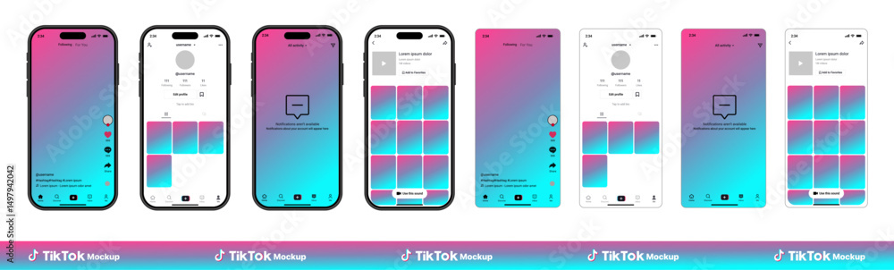 TikTok UI mockup template PNG. TikTok video player interface with like ...