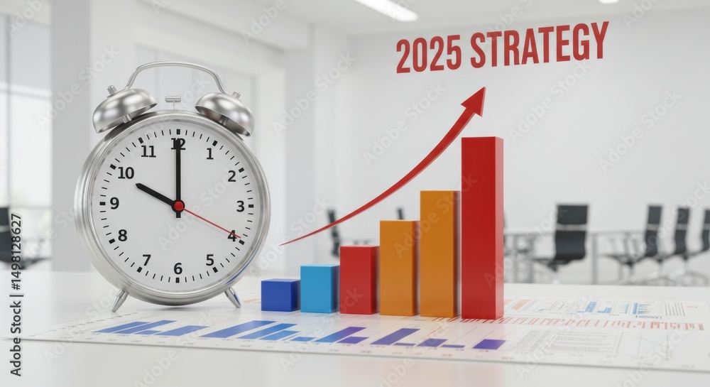 Stock-Foto „Business strategy clock graph paperchart growth time ...