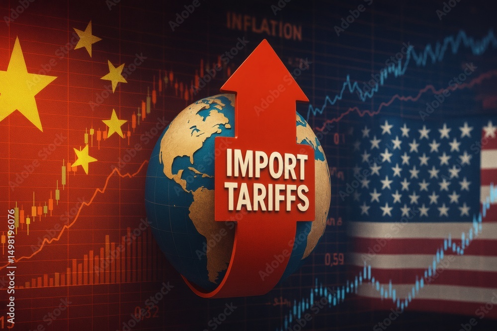 Ilustración de Stock Trade war policy United States with China. Dollar ...