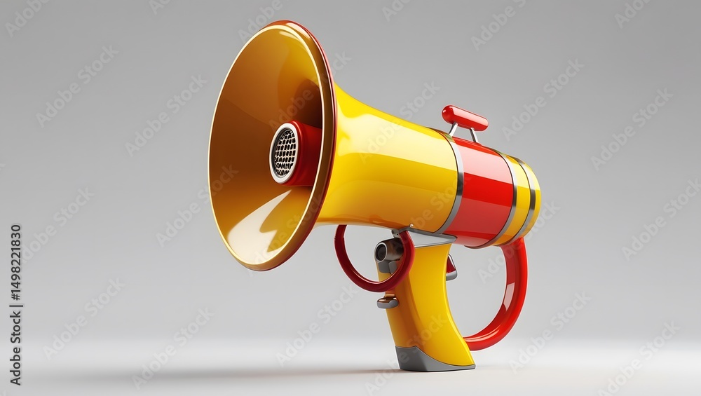 Stylized Retro-Futuristic Megaphone – Full Technical 3D Model Render ...