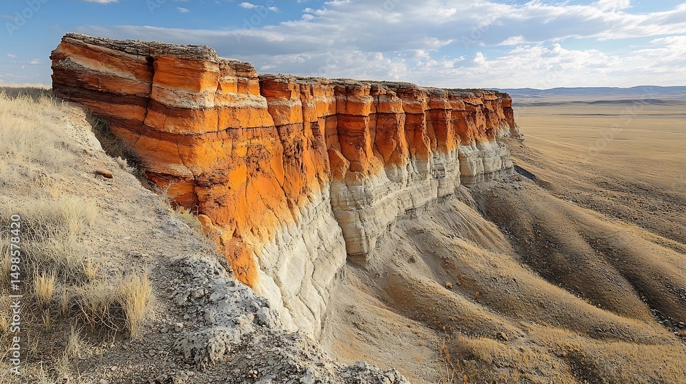 Eroded mesa and butte geoheritage terrain showing caprock ...