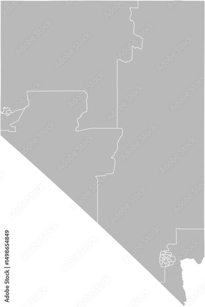 Nevada state senate districts vector map (Web Mercator projection, PPT ...