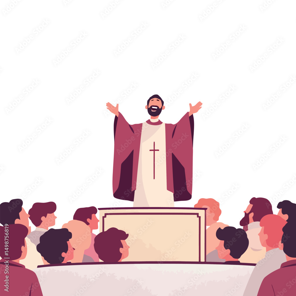 Vsai catholic priest celebrating mass giving sermon to congregation ...