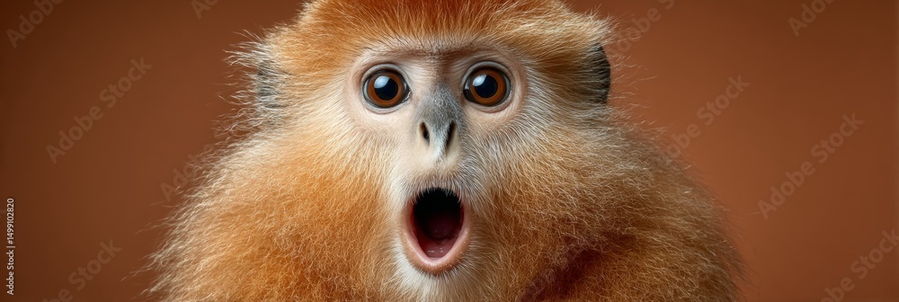 Surprised Golden Snub-Nosed Monkey with Wide Open Mouth and Big Eyes ...