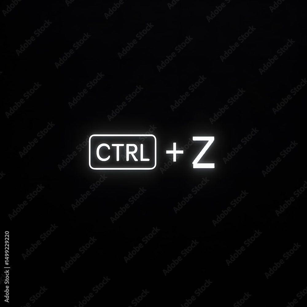 Glowing CTRL + Z Keyboard Shortcut on Black Background - Concept of ...