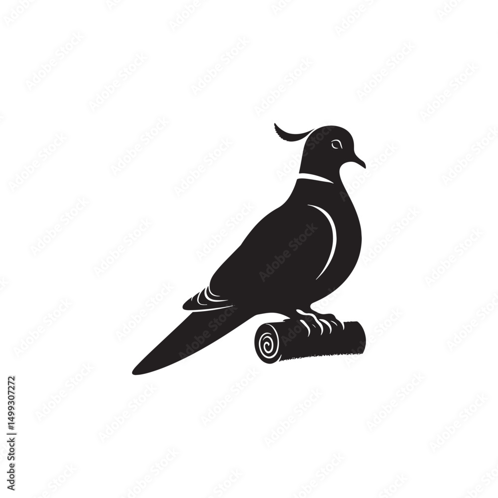 **"Graceful Eurasian Collared Dove Vector Silhouette: Elegant Bird ...