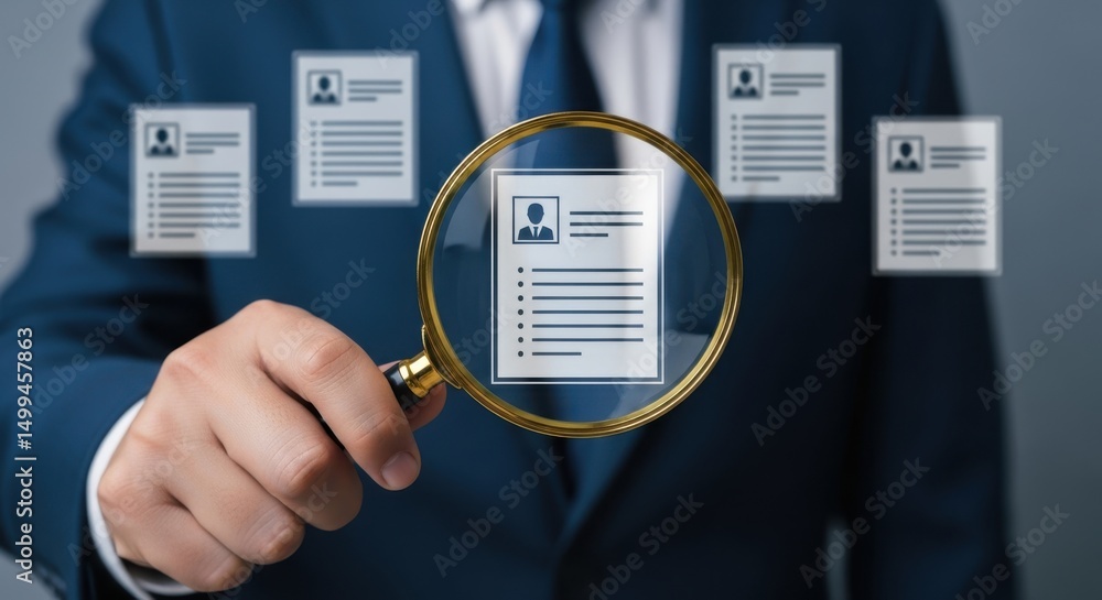 Resume selection symbolizing candidate evaluation and hiring process ...
