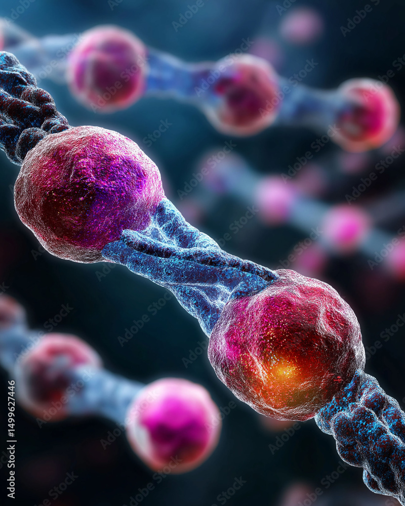 Telomere chromosome end. DNA sequence genetics. Cell aging medical ...