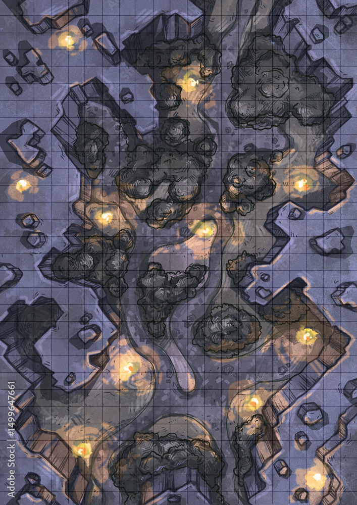 DND Battle Maps Gridded Fantasy Map Grid-Based Adventure Board Game Battlemap for Dungeons and ...
