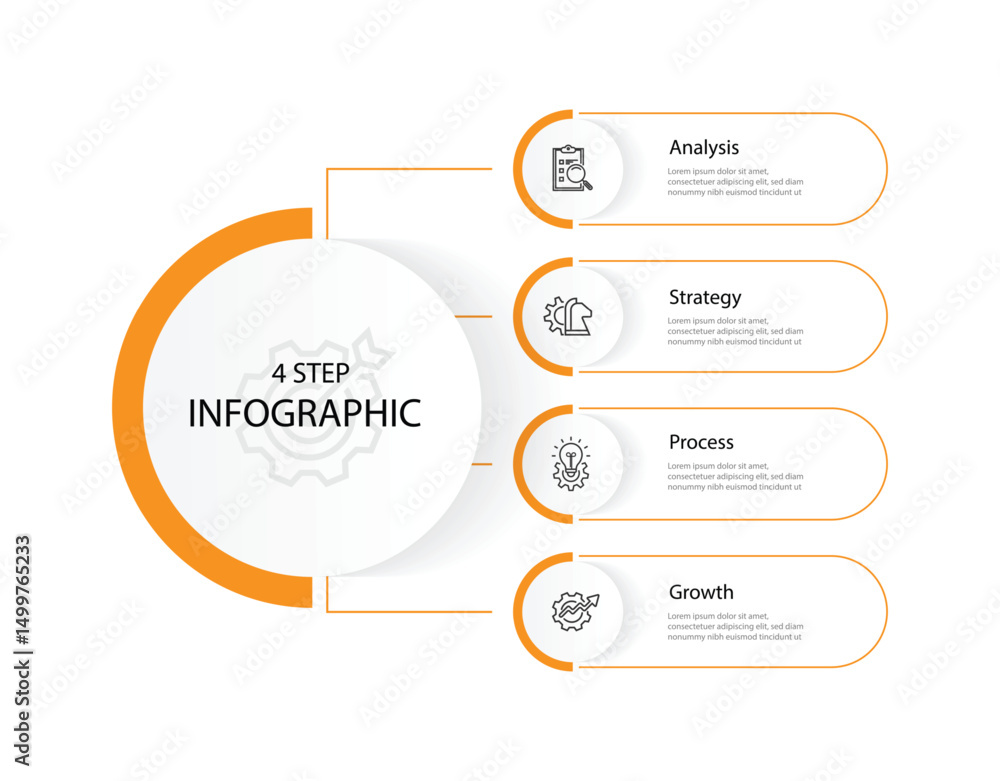 Vector 4 step diagram infographic. Banner template information ...