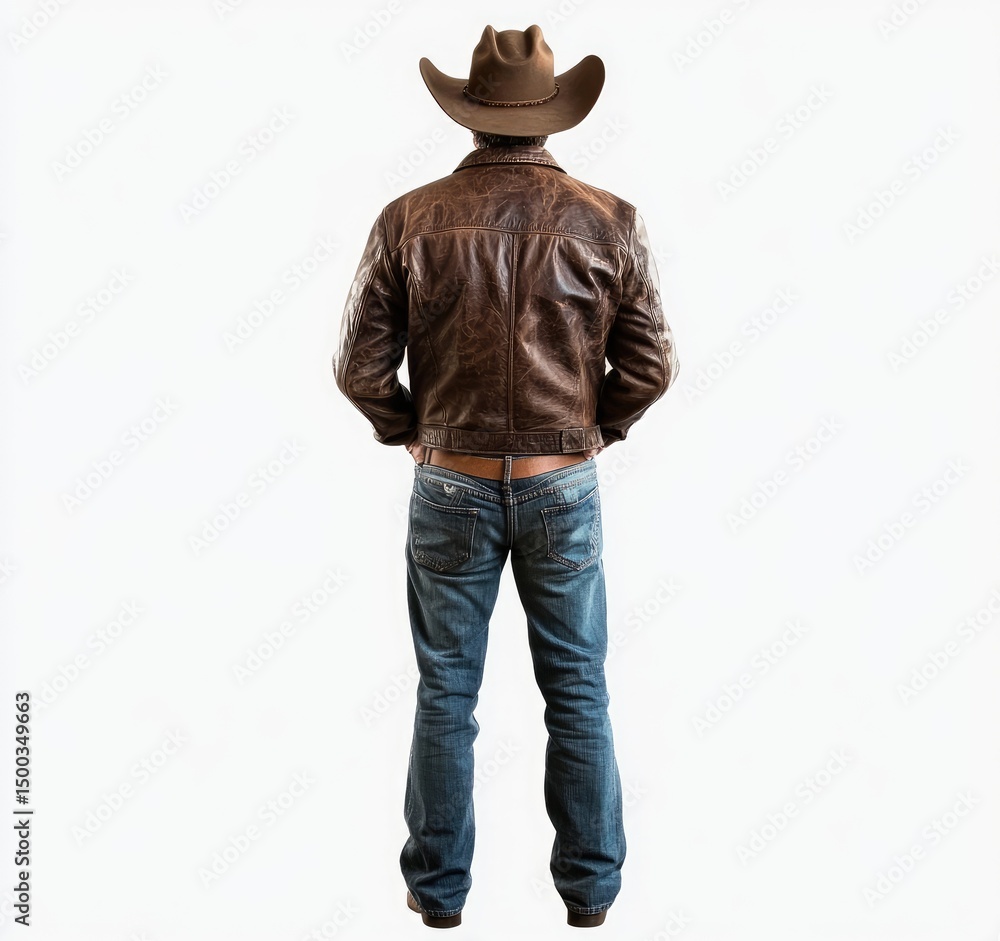 Rear view of a man in cowboy attire Stock Photo | Adobe Stock