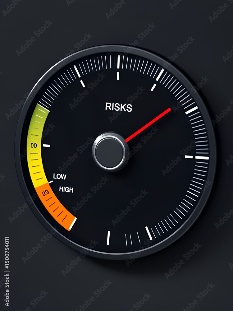 Foto de Stock Risk assessment dial showing levels from low to high A ...
