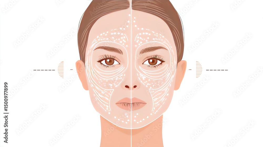 Face diagram showing safe incision zones and warning areas in cosmetic ...