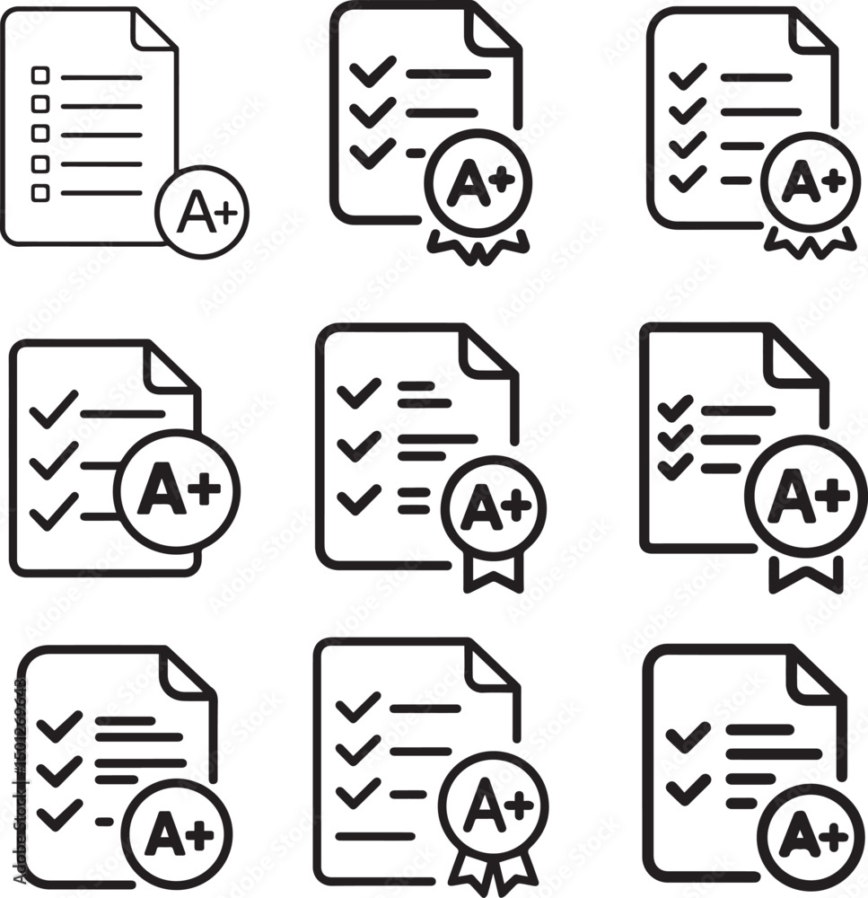 Stock-Vektorgrafik „Vector Icons of Academic Achievement with A+ Grade ...