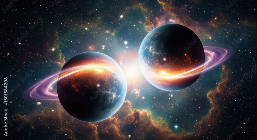Two Planets in Orbit with Glowing Atmospheres and Nebula | space ...