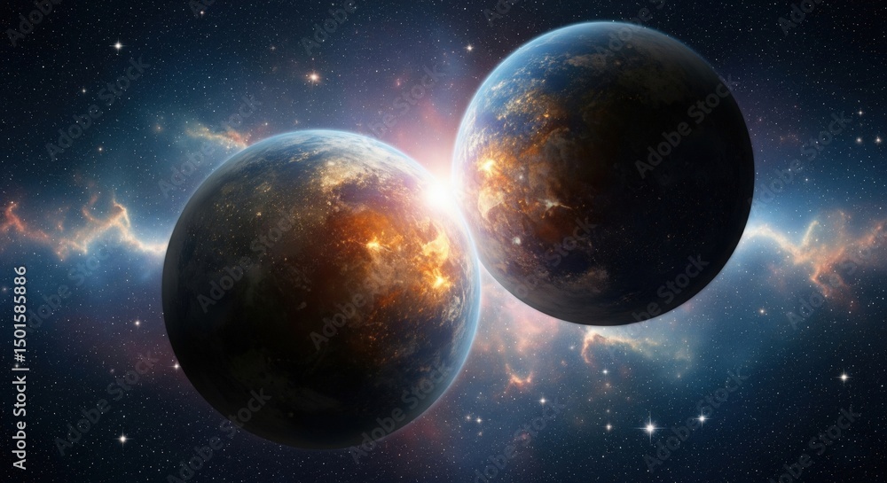 Two Planets in Orbit with Glowing Atmospheres and Nebula | space ...