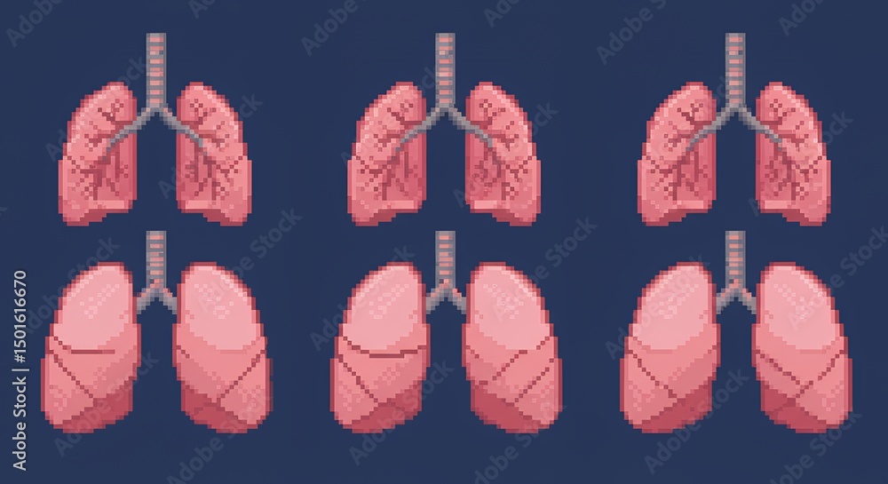 Pixel Art Lungs: A Visual Guide to Respiratory Health Stock ...