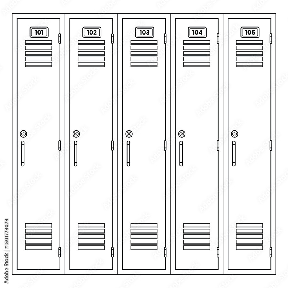 School Locker Outline Icon Illustration on White Background Stock ...