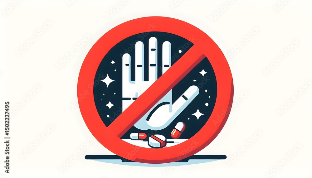 Ilustración de Stock Minimalist white and red flat illustration of hand ...