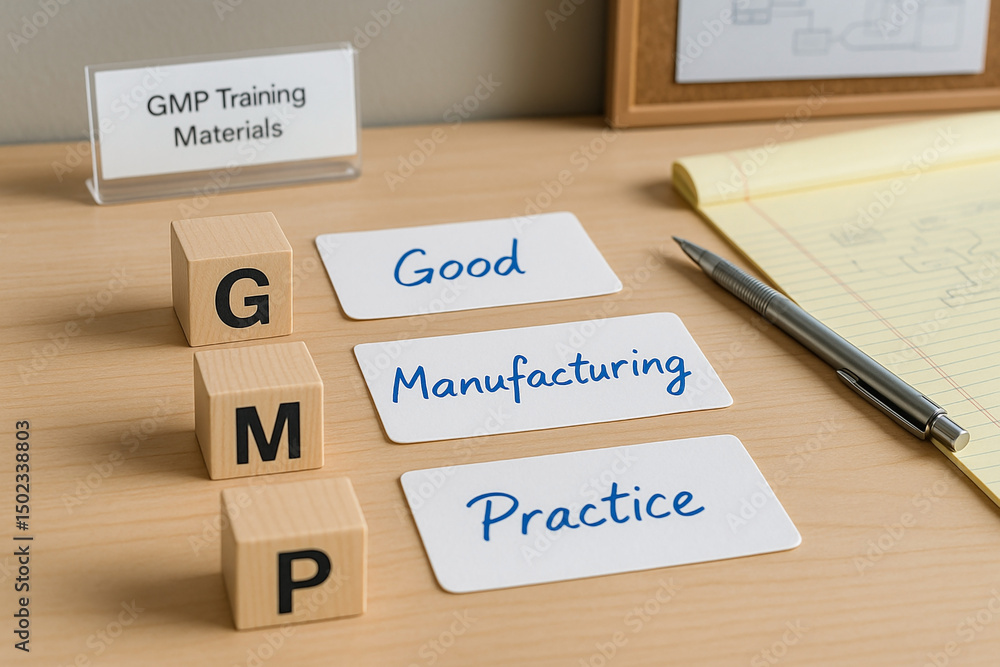 Training desk setup with GMP: Good Manufacturing Practices education ...