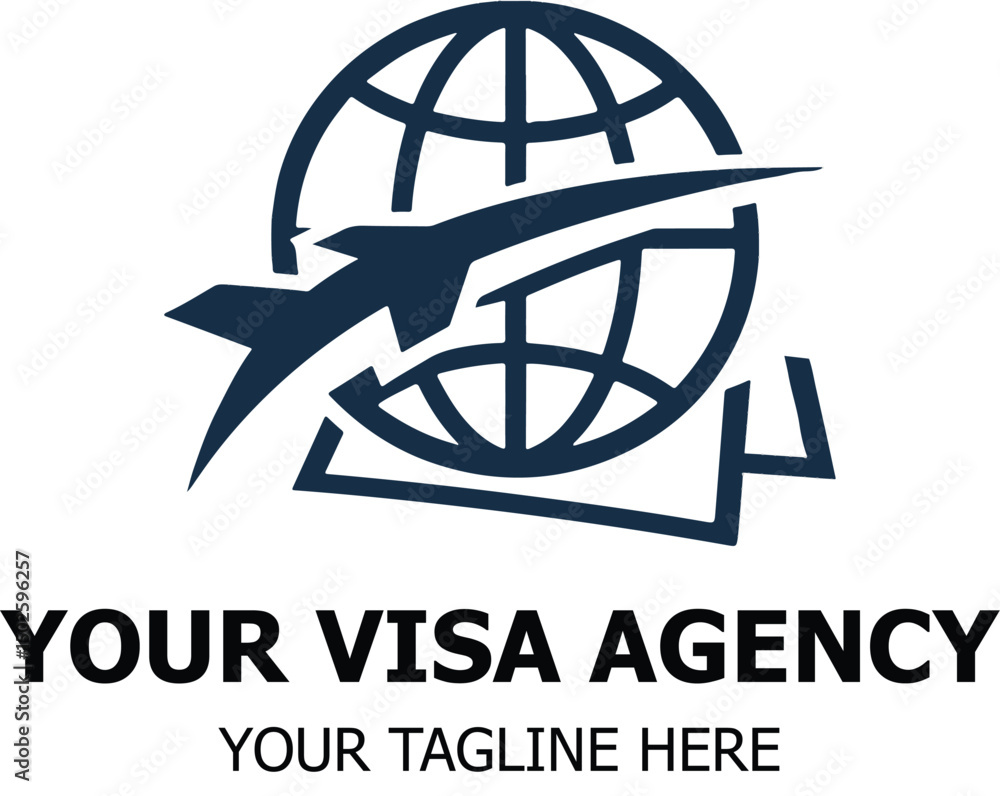 Global Visa Agency Logo template with Airplane and Travel Symbol Stock ...