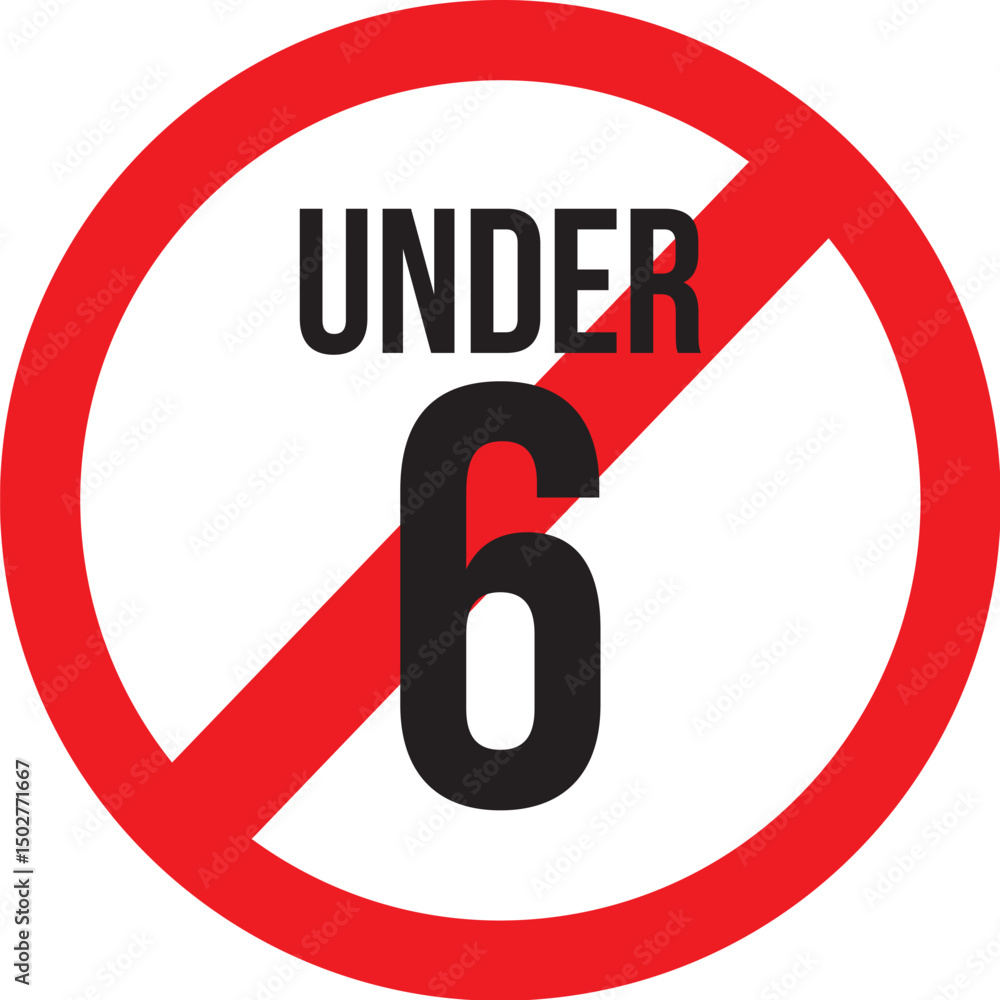 Stock-Vektorgrafik „"no children under 6 sign for safety restrictions ...