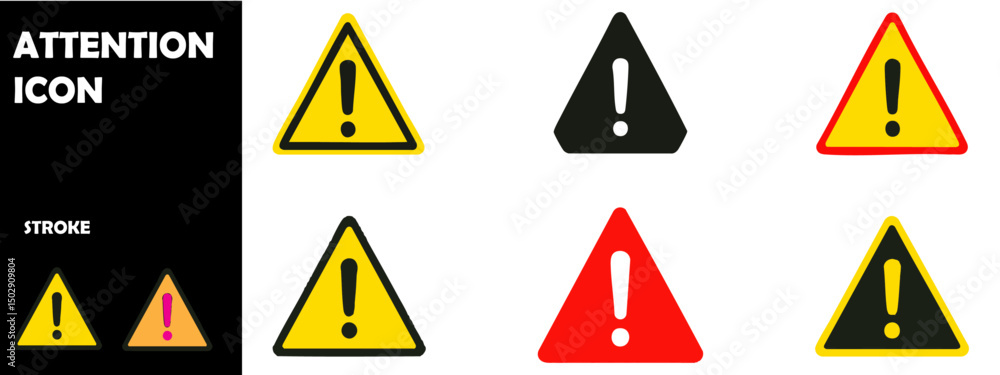 Caution and Warning Sign Icons – Attention, Danger, Exclamation Symbols ...