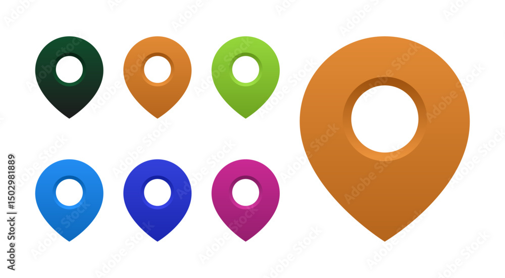Location map pin icons set PNG with modern map markers and destination symbols. Includes ...