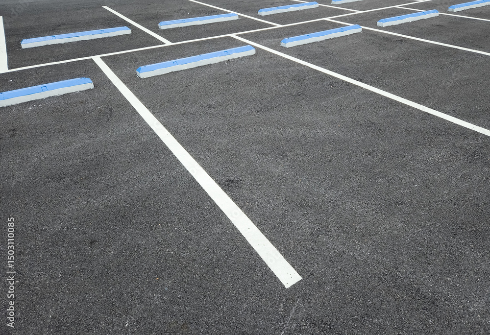 Empty city parking lot with white lane markings on asphalt Stock Photo ...