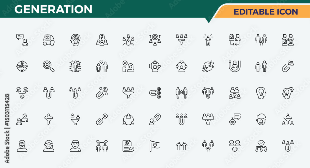 Generation icon collection. Family Member line icon set. Vector icons ...